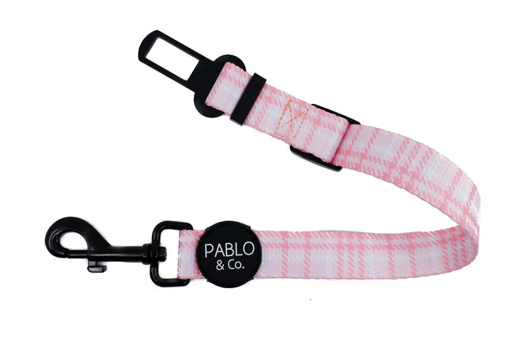 PABLO & CO ADJUSTABLE CAR RESTRAINT - PINK HOUNDSTOOTH – Saddleworld NT