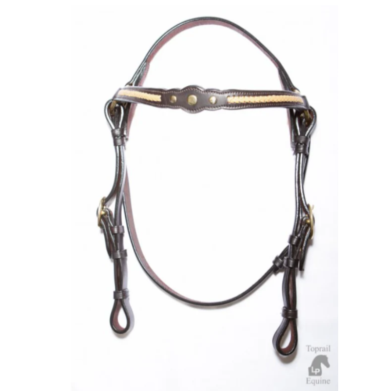 TOPRAIL LEATHER SHOW BRIDLE WITH GOLD PLAIT – Saddleworld NT