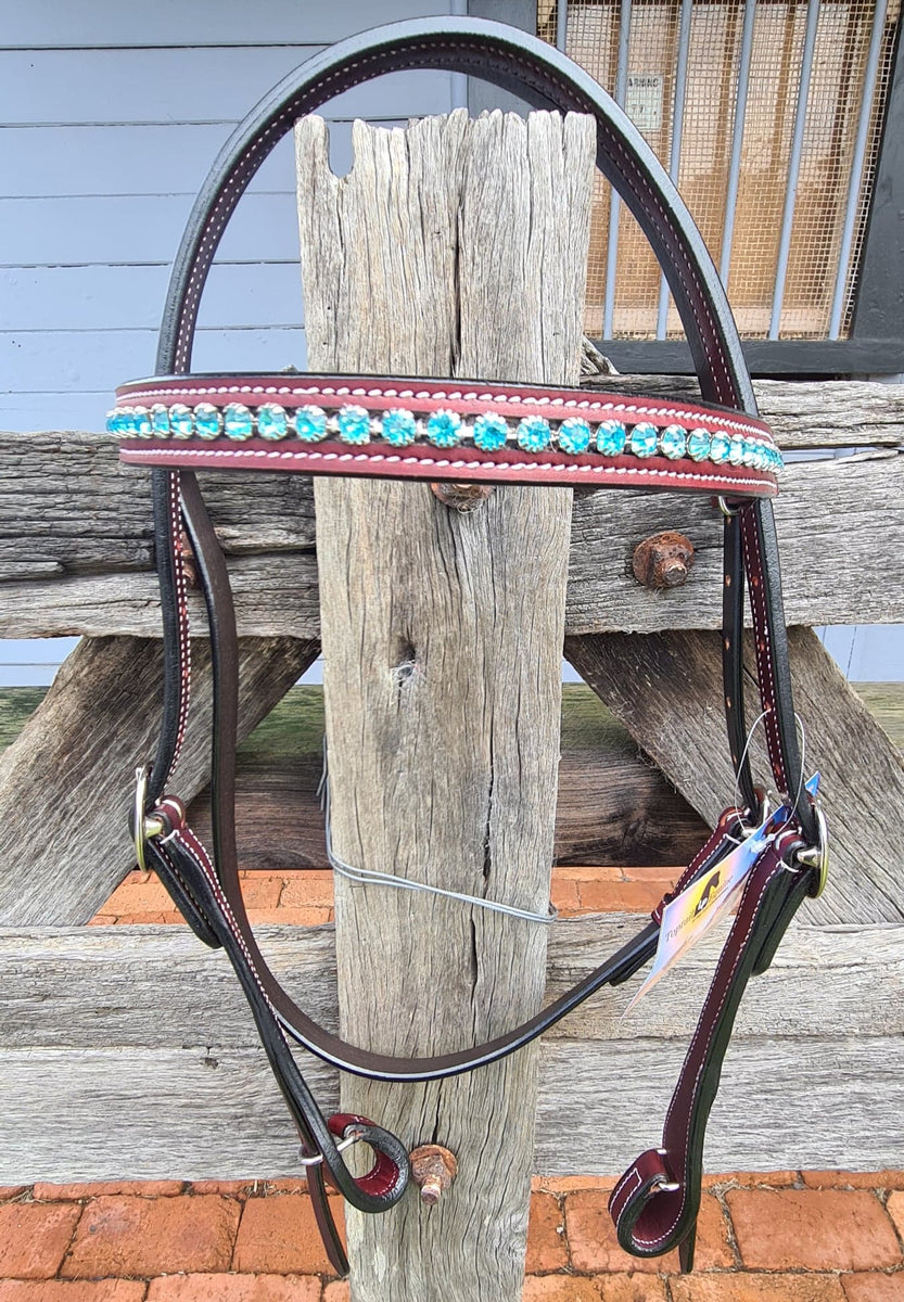 TOPRAIL LEATHER BRIDLE WITH TURQUOISE BEADING – Saddleworld NT